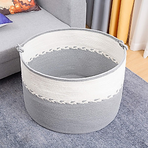 DUOLEO XXXXXL Large Rope Blanket Baskets 24" x 24" x 18" Woven Baskets for Storage Baskets for Blankets Laundry Basket for Toys Storage Basket with Handle Laundry Hamper