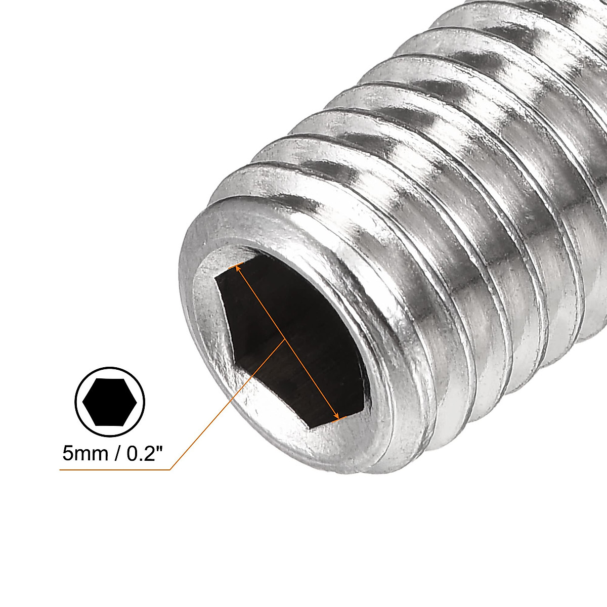 uxcell Ball Point Set Screws, M10 x 16mm 304 Stainless Steel Metric Spring Hex Socket Screw 6pcs