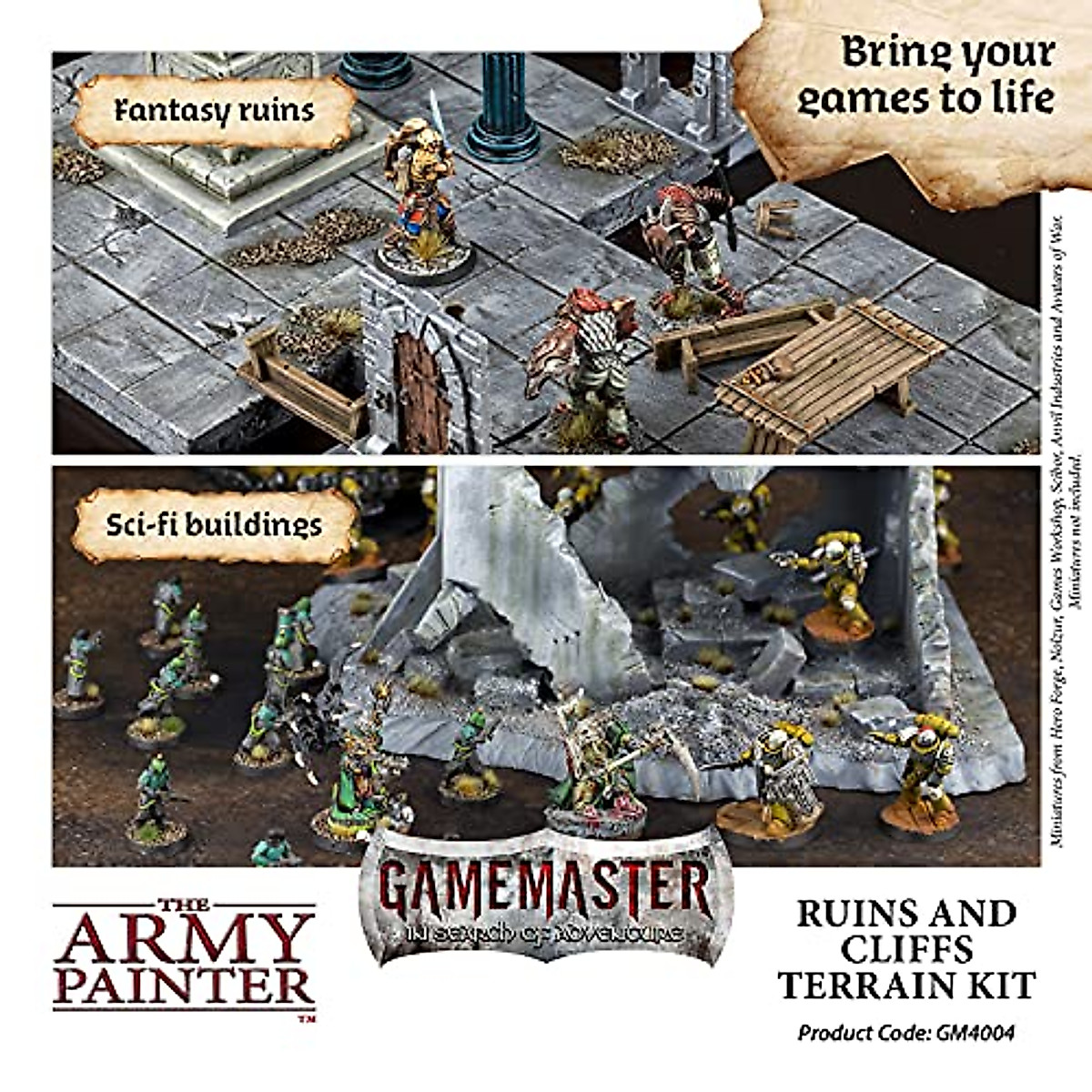 The Army Painter Terrain Paint Set with 5 Terrain Paint, 1 Spray, Basing Materials Gamemaster (Ruins & Cliffs Terrain Paint Beginner Set)