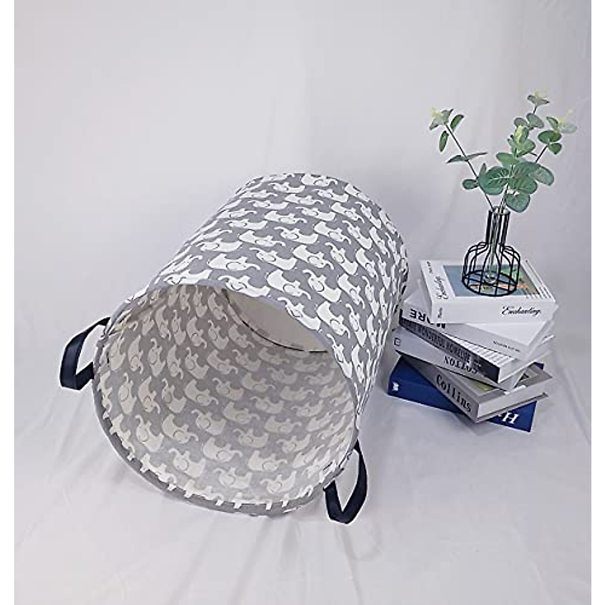 KUNRO Large Sized Storage Basket Waterproof Coating Organizer Bin Laundry Hamper for Nursery Clothes Toys (Elephant)