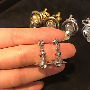 ZHOUMEIWENSP Silver Saturn NANA Earrings Planet Dangle Earrings Space Hypoallergenic Punk Earrings for Women (Silver)