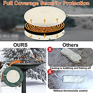 YaNovate Bird Bath Deicer for Outdoors in Winter, 2023 Birdbath Deicer 70 Watts Pond De-icer Full-Covered Aluminum Water Heater Heated Thermostatically Controlled with Auto Shut Off for Patio Yard