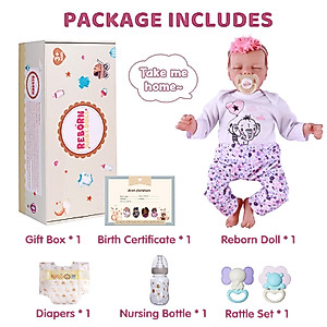 Lifelike Reborn Baby Dolls Twinnie - Girl 17-Inch - Soft Body Realistic-Newborn Baby Dolls Full Vinyl Body Poseable Baby Girl with Feeding Kit Gift Box for Kids Age 3+
