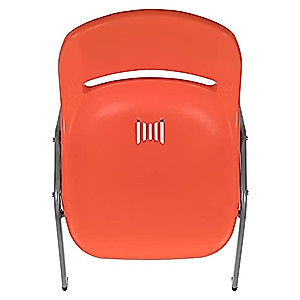 Flash Furniture HERCULES Series 5 Pack 880 lb. Capacity Orange Ergonomic Shell Stack Chair with Gray Frame