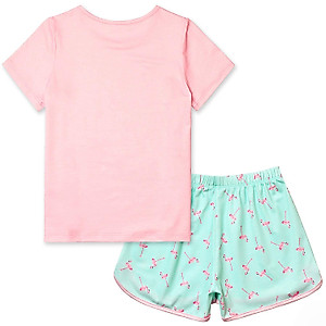 QPANCY Summer Pajamas Matching 18 inch Doll & Girls Size 10 11 Flamingo Pjs Sets Cotton