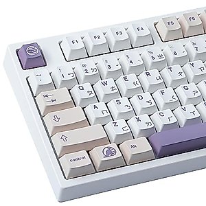 Tsungup PBT Keycaps, 142 Keys Cherry Profile Keycaps Dye Sublimation Taro Crisp Customized Keycaps for ANSI Layout Cherry MX Switches Mechanical Keyboards