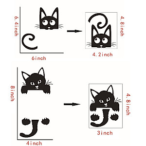 Removable Switch Sticker, 6 Pcs Cute Black Cats Cartoon Wall Sticker, Light Switch Decor Decals, Family DIY Decor Art Stickers Home Decor Wall Art for Kids Living Room Office Home Decoration