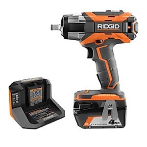 RIDGID 18V Brushless 4-Mode 1/2-inch Impact Wrench Kit with 4.0 Ah Battery and Charger