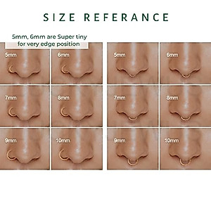 Small Gold Nose Ring Hoop for Women, Tiny Thin 14k Gold Filled Nose Piercing Hoop Jewelry 7mm 22G