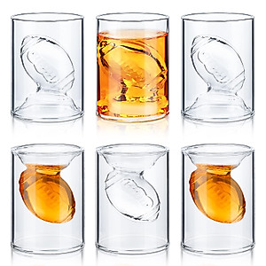 Set of 6 3.4/6.8 oz Football Reversible Shot Glasses Clear Football Fan Shot Cups Football Glasses Football Cups Football Lover Gifts for Men Sports Football Party Drinking Whiskey Beer Liquor Wine