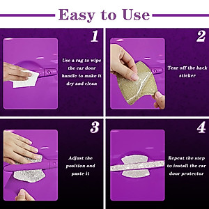 Forjume 8PCS Bling Car Door Handle Protector Rhinestone Universal Saftey Scratch Car Handle Cover Reflective Trim Stickers Bling Car Door Handle Stickers Car Door Bowl Protection Woman & Man (Silver)