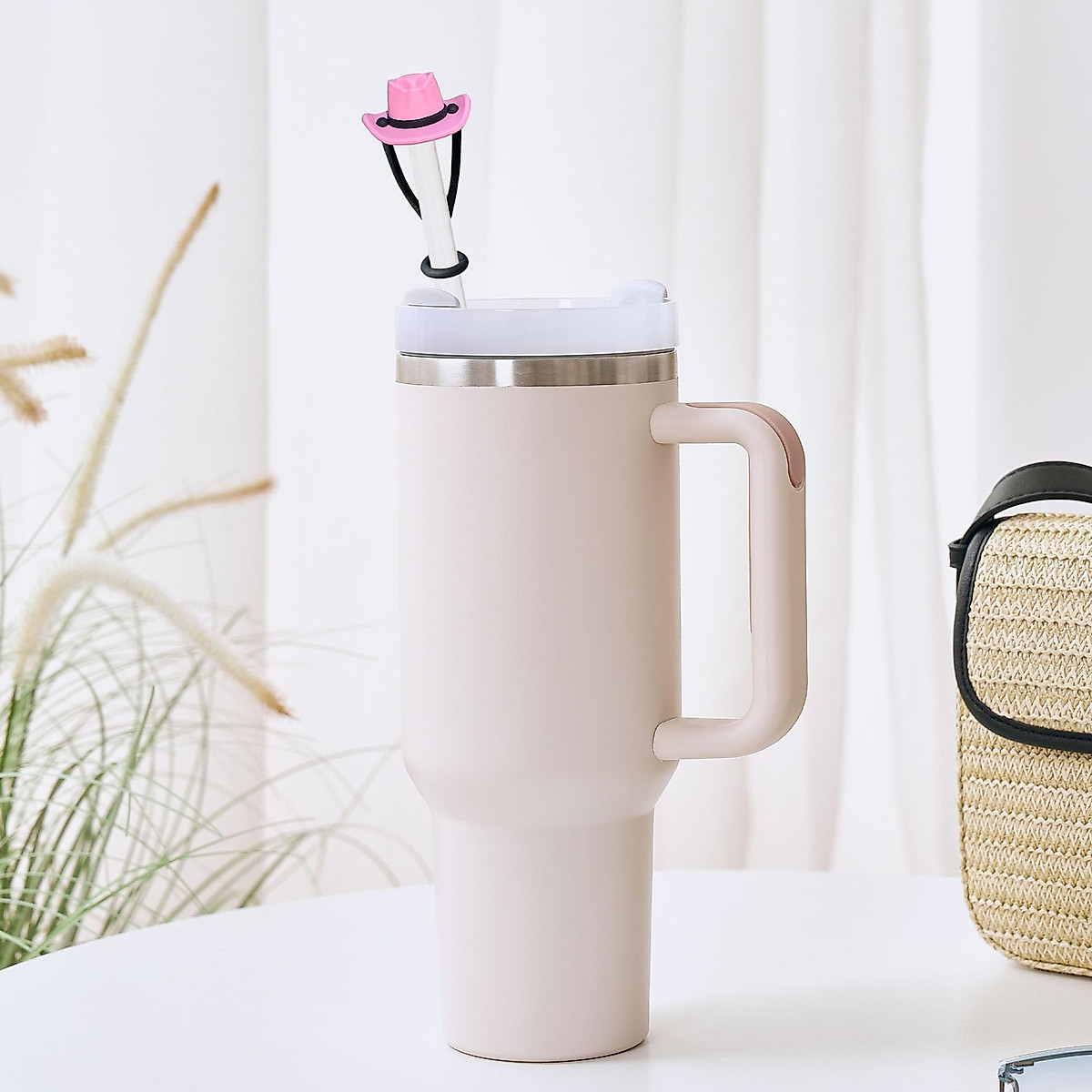 6PCS Cowboy Hat Straw Cover Cap for Stanley Cup, Silicone Cowgirl Hat Straw Topper for Stanley 30&40Oz, 10mm 0.4in Dust-Proof Reusable Straw Tips Lids for Man & Woman Gift. (6PCS Cowboy Hat)