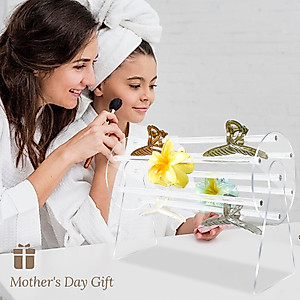 HOORITO Acrylic Hair Accessories Organizer Holder,360-Degree Rotating Claw Clip Organizer,Hair Clip Organizer Display Clear Stand for Dressing Table for Women and Girls