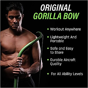 Original Gorilla Bow Portable Home Gym Resistance Bands and Bar System for Travel, Fitness, Weightlifting and Exercise Kit, Full Body Workout Equipment Set (Original Bow, Black, Base Bundle)