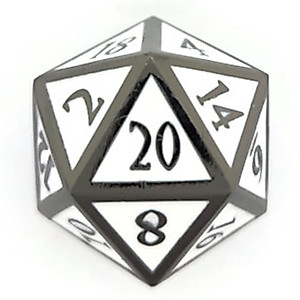 Black and White Metal D20 F*** Dice Critical Fail F 20 Sided Die Set DND Black Gunmetal Color Number for Role Playing Game Dungeons and Dragons D&D Pathfinder Shadowrun and Math Paladin