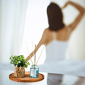 2 Pcs Acacia Wood Lazy Susan 10 Inches Wooden Lazy Susan Organizer Kitchen Turntable Organizer Rotating Round Wood Tray for Cabinet Pantry Table Counter