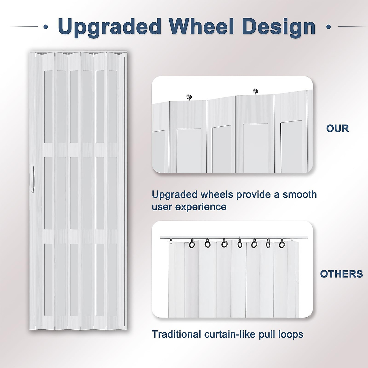 38.5" x 80" Accordion Doors 4-Lite Frosted Acrylic with PVC Panels Bifold Closet Door Hardware Kit Included, Folding Doors with 2 Handles for Closet Bathroom Doorways