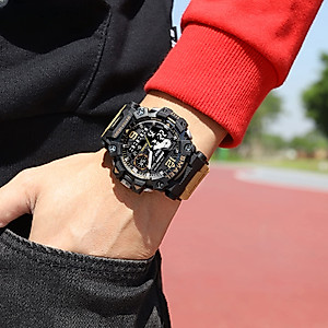 AIMES Men's Watches Tactical Outdoor Sports Waterproof Military Watch Analog Digital Date Multi Function Large Dual Display Mens Wristwatch