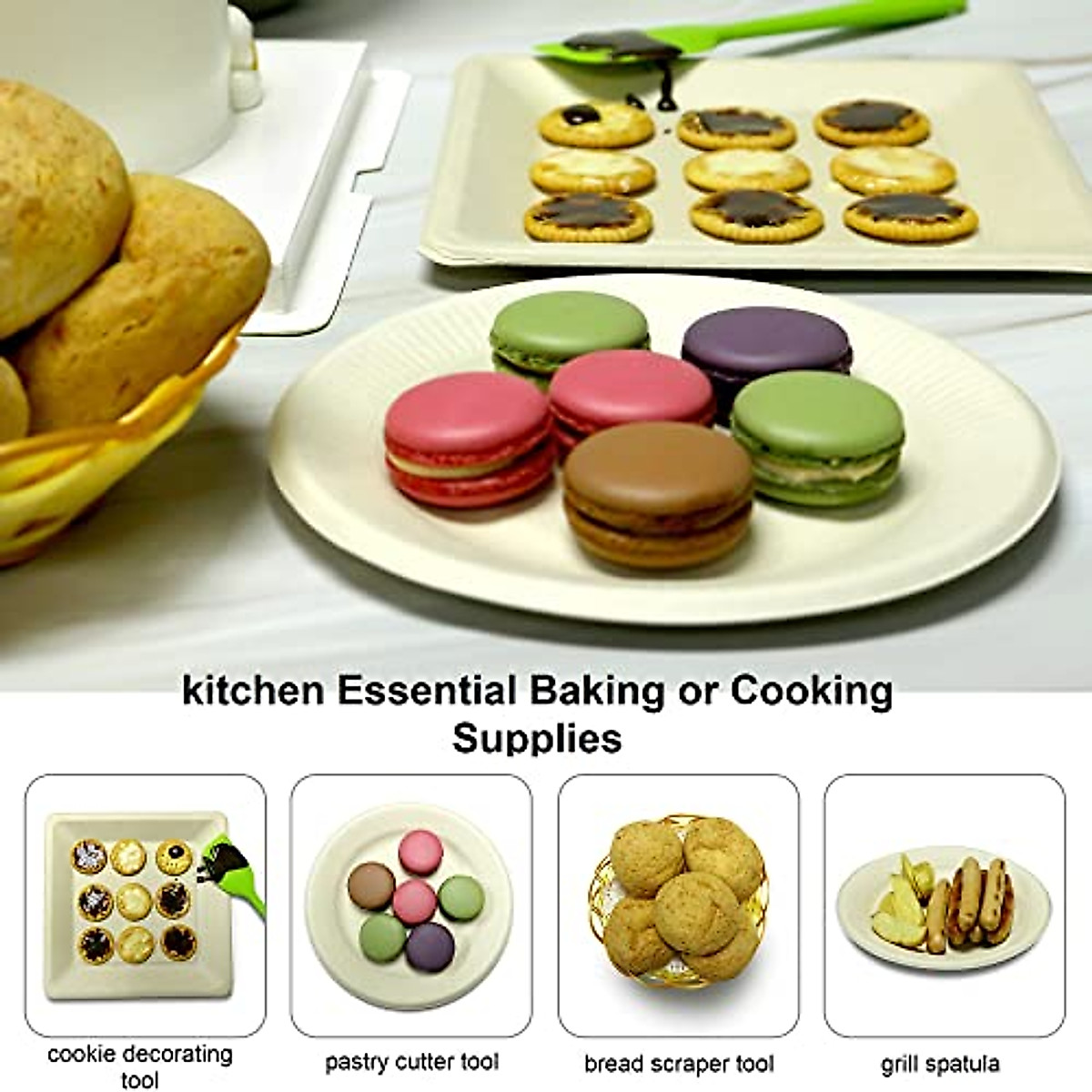 Rubber Spatulas of 5 Silicone Heat Resistant Cooking Utensils Set for Nonstick Cookware, Kitchen Baking Decorating Supplies Frosting Spatula Set for Cake Turntable,Bread Bench Scraper