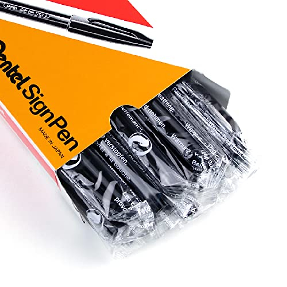 Pentel Sign Pen, Fiber-Tipped, Black Ink (S520-A), Box of 12