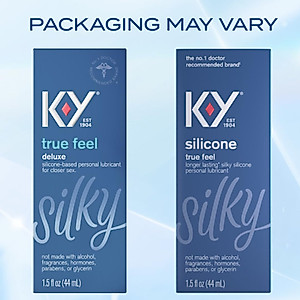 K-Y True Feel Lube, Personal Lubricant, Silicone-Based Formula, Safe to Use with Condoms, For Men, Women and Couples, 1.5 FL OZ (Pack of 2)