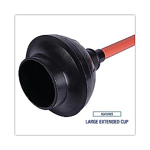 Boardwalk BWK09201EA 18 in. Plastic Handle Toilet Plunger for 5-5/8 in. Bowls - Red/Black