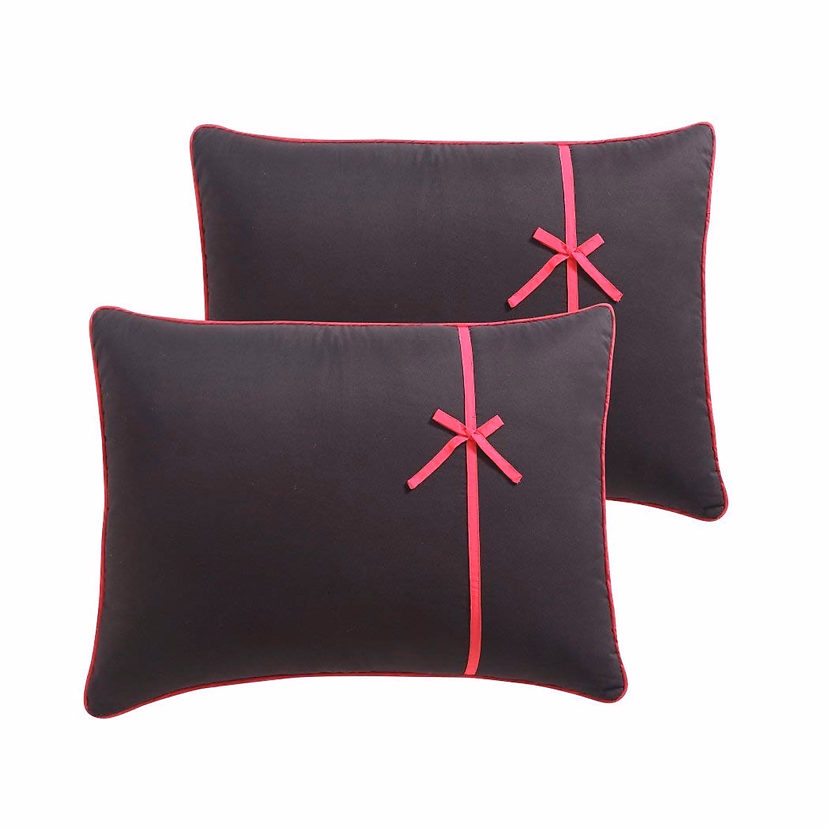 VCNY Home Sophie Polka Dot 10 Piece Bed-in-a-Bag Comforter Set, Full, Black/Pink