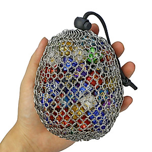 YOUSHARES Chainmail D&D Dice Bag - Large Capacity Stainless Steel Drawstring Dice Bag for Dungeons and Dragons Dice Set (Hold 100 DND Dice)