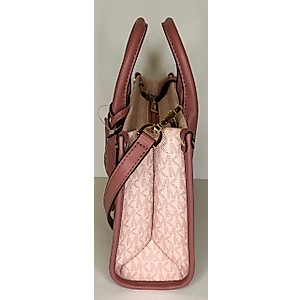 Michael Kors Mirella Small Shopper Top Zip Bag bundled SM TZ Coinpouch Purse Hook (Pink MK Signature)