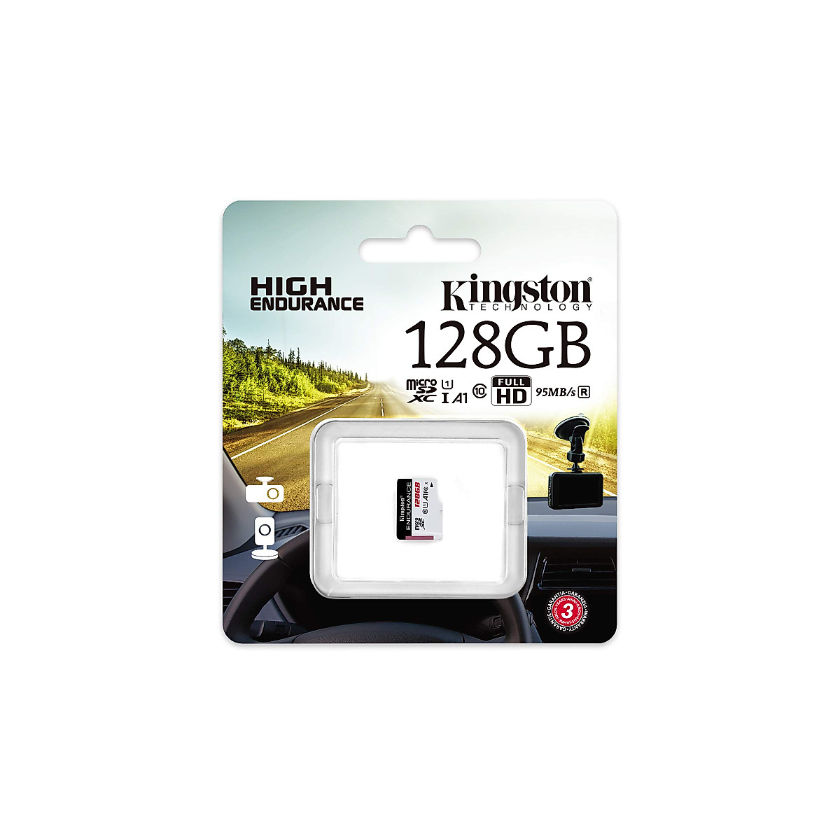 Kingston High Endurance 128GB MicroSD SDXC Flash Memory Card High Performance, 1080P, Full HD, Up to 95MB/S Read, (SDCE/128GB)