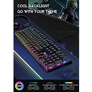 MIQ Mechanical Gaming Keyboard,Wired 104 Keys RGB Keyboard with Blue Switch, Programmable RGB Backlit for Windows Gaming PC
