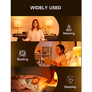 UNILAMP Sleep aid Light Bulb, 9W Amber Warm Light Bulbs 1800K, Blue Light Blocking Dim Light Bulbs 60W Equivalent, Mood Soothing Light, E26 for Bedroom and Baby Nursery Light, 2 Pack