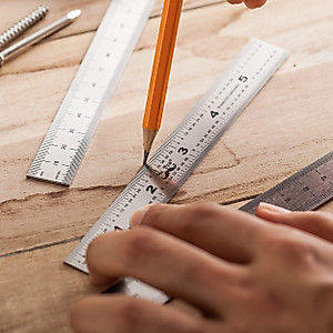 Mr. Pen- Machinist Ruler, Ruler 6 inch, 3 Pack, mm Ruler, Metric Ruler, Millimeter Ruler, (1/64, 1/32, mm and .5 mm), Metal Ruler 6 inch, Precision Ruler, 6 inch Ruler, Stainless Steel Ruler, Rulers