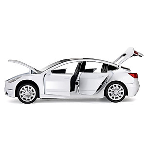 MYJJTYS Toy Car 1/32 Model 3 Metal Die Casting Pull Back Car for 3 4 5 6 7 Year Old boy Toy with Sound and Light,White