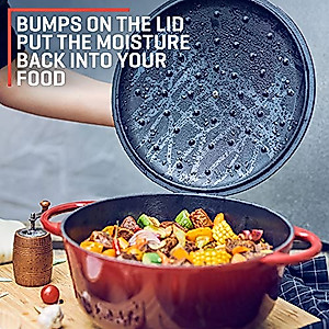 Uno Casa Enameled Cast Iron Dutch Oven - 6 Qt Dutch Oven Pot with Lid, Long-Lasting Enamel Dutch Oven for Bread Baking, Non-Stick Bread Dutch Oven, Enamel Cast Iron Cookware - Red Dutch Oven 6 Quart