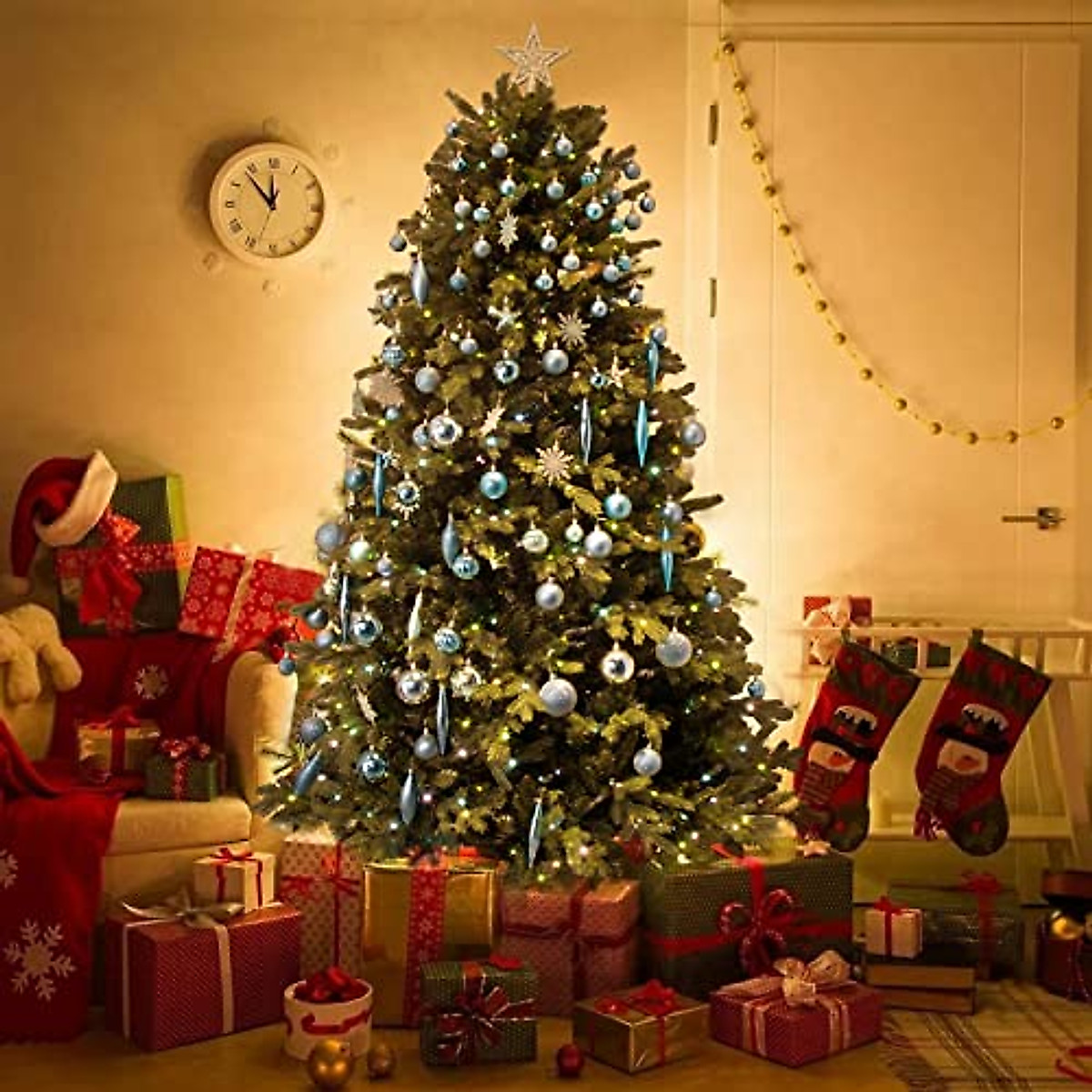 PEIDUO Christmas Ball Ornaments for Christmas Trees, 119 CT Shatterproof Christmas Tree Decorations, Silver Christmas Ornaments Set for Xmas, Holiday, Wreath and Party Decorations