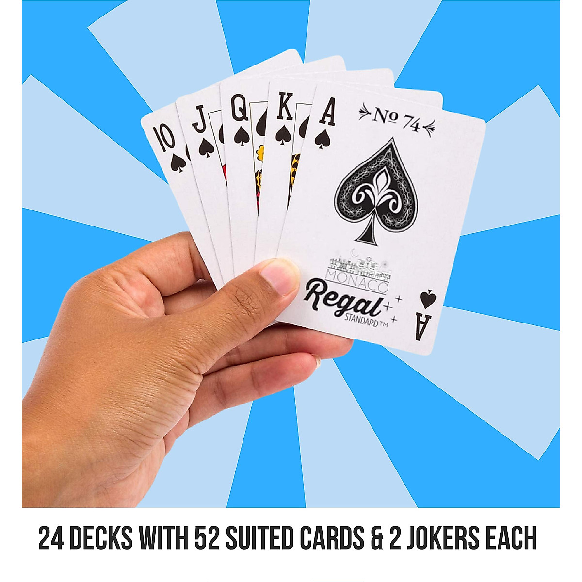 Regal Games - Bulk Playing Cards Set for Adults & Professionals - 24 Standard Decks, Large Print Deck of Cards - Blackjack, Euchre, Canasta, Poker Cards - Fun & Travel Playing Cards (24 Pack)