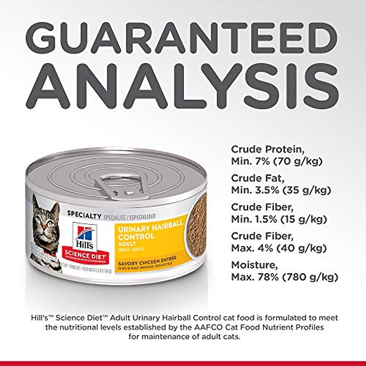 Hill's Science Diet Wet Cat Food, Adult, Urinary & Hairball Control, Savory Chicken Recipe, 5 oz. Cans, 24 Pack