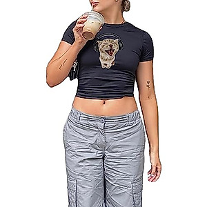 Suagox Women's Y2k Crop Tops Cute Kawaii Short Long Sleeve Grunge T-Shirts Teen Girls Graphic Letter Print Baby Tees (Cat/Black, S)