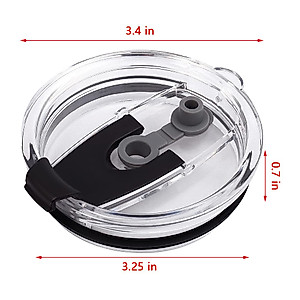 20oz Skinny Tumbler Cups Replacement Lids Compatible with YETI Rambler and More, Spill Proof Covers, Straw Friendly (Double Hole), 4 Count (Pack of 1)…