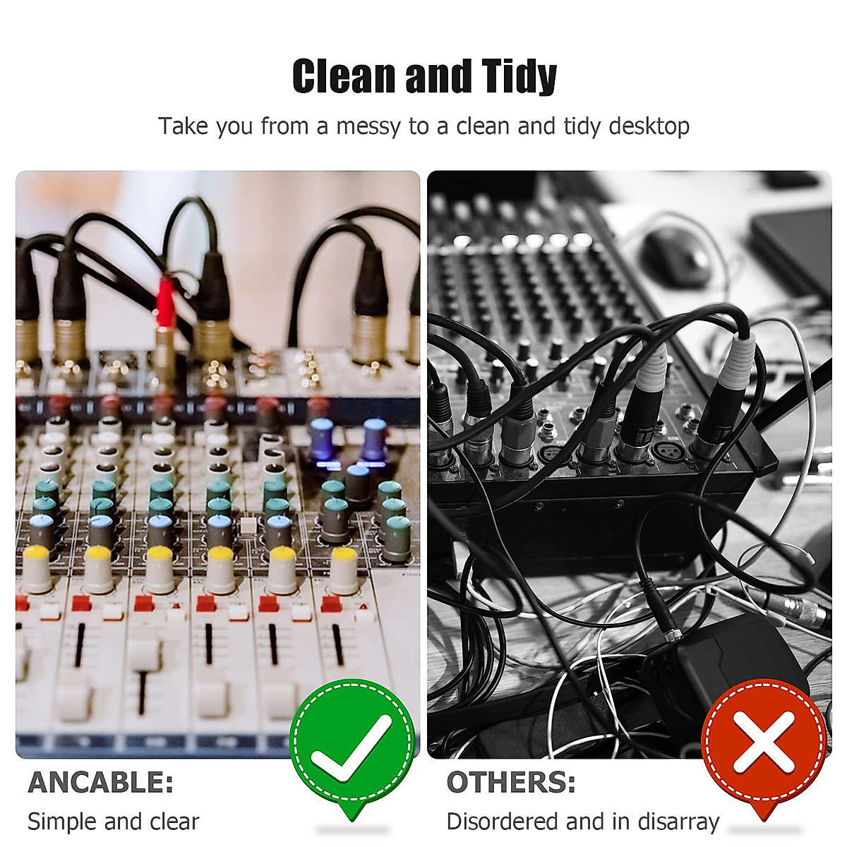 XLR Snake Cable, 10-Feet 4-Channel XLR Male to XLR Female Snake Splitter Microphone Cable Cord with Color Coded, Rubber Cable Boot, Ancable