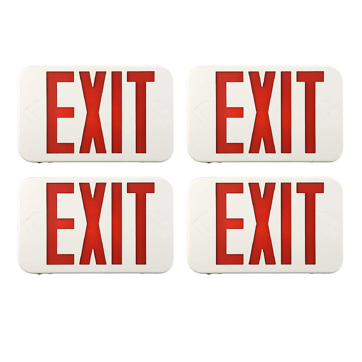 SPECTSUN 4 PACK Red LED Emergency Exit Signs & Battery Backup-UL Certification Hardwired Combo Exit Sign, 120V/277V Exit Sign with Arrow, Business Exit lighting Sign, lobby/Building/Room