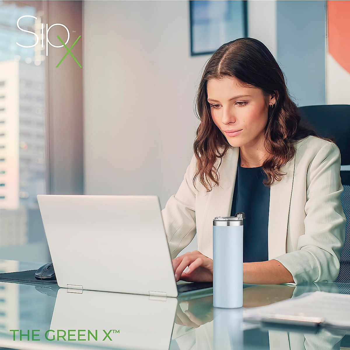 SIPX™ Triple-Insulated Tumblers - 18 Oz. Slim Modern Tumbler With Lid, insulated Cup Keeps Hot For 12 Hours, Stainless Steel Tumbler Made Of Sustainable Material, Coffee Travel Mug (Blue)