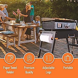 Yukon Glory Universal Portable Grill Table/Flat Top Grill Griddles Stand with Built in Grill Caddy - Designed to Fit Tabletop Blackstone Griddle & Many Others - Outdoor Cooking Camping & Tailgating