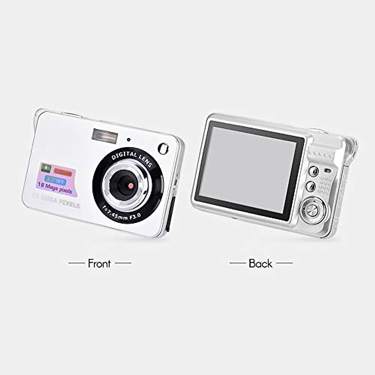 Explopur Digital Camera Mini Pocket Camera 18MP 2.7 Inch LCD S n 8X Zoom Smile Capture Anti-Shake with Battery