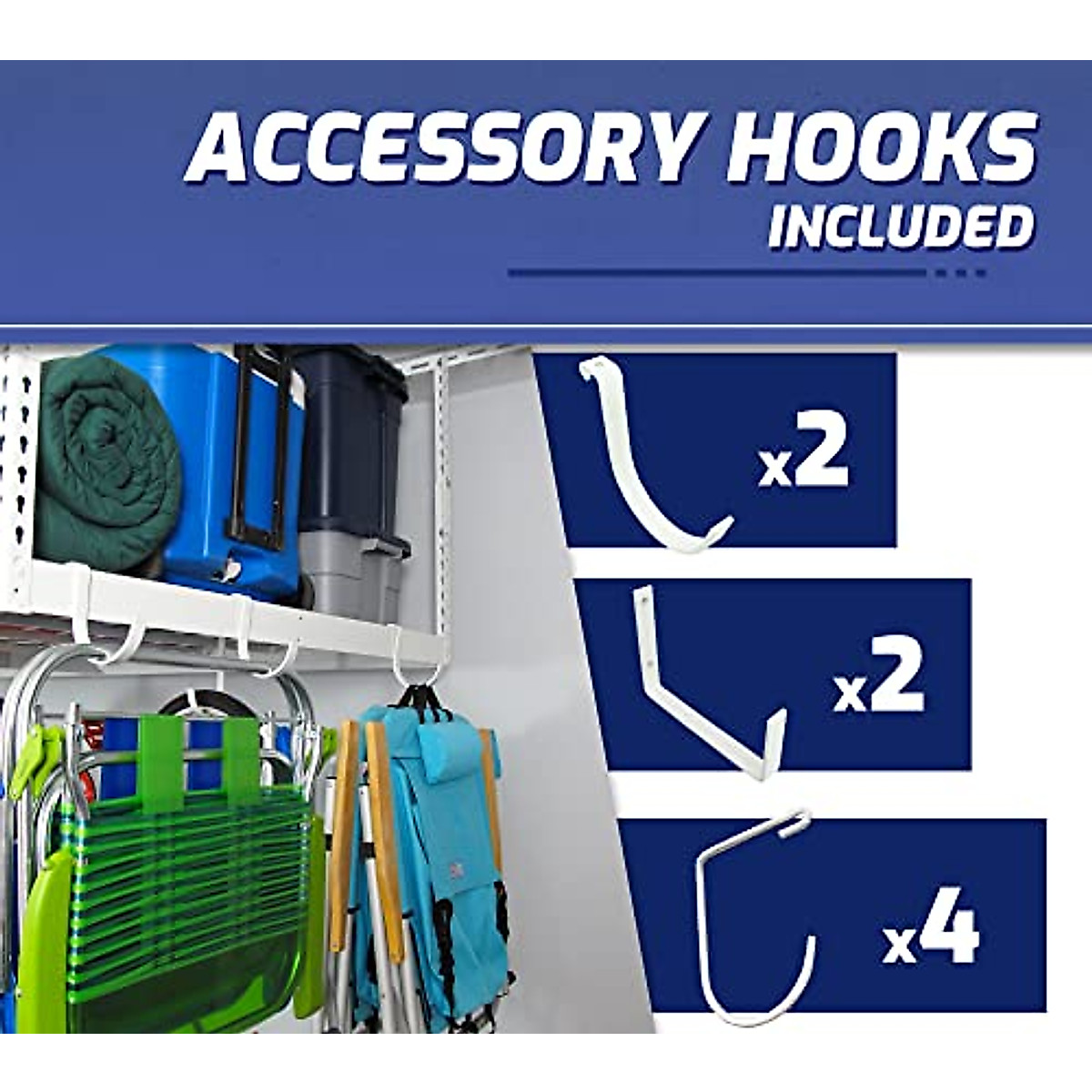 SafeRacks 4x8 Overhead Garage Storage Rack Heavy Duty - White (12"-21") - Holds 600 lb