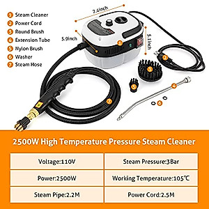 WICHEMI Steam Cleaner Steamer for Cleaning, 2500W High Pressure Steam Machine High Temperature Handheld Steamer for Car Detailing Portable Steam Cleaning Machine for Home Use Auto Detailing Kitchen