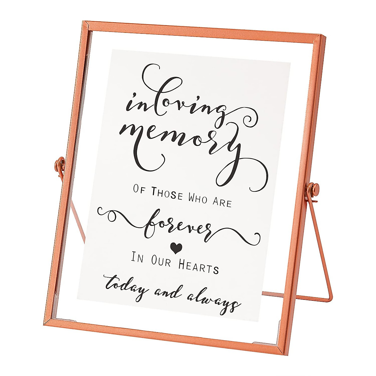 Calculs in Loving Memory Rose Gold Picture Frame 8x10 for Wedding Sign Display Holder- Memorial Metal Glass Floating Photo Frames Menu Holder for Party Table Decoration