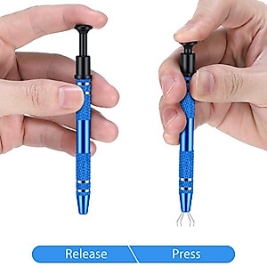 4 Pieces 4 Prongs Diamond Claw Tweezers Terp Pearl Grabber Standard Pick-up Tool 4 Prongs Grabber IC Chip Metal Grabber Grabber Stainless Steel 4-Claw Pick up Tool (Blue)