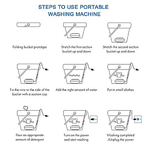 10L Portable Mini Washing Machine, Folding Turbo Washing Compact Ultrasonic Turbine Washer Lightweight Travel Laundry Washer USB Powered Camping Apartments Dorms RV Business Trip Clothes